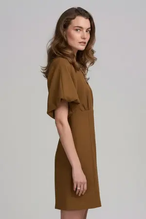 ELLE COLLECTION Balloon Sleeve Dress - Gold