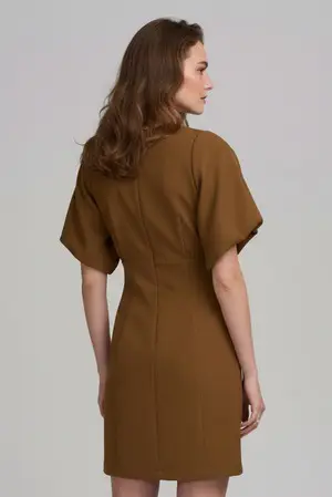 ELLE COLLECTION Balloon Sleeve Dress - Gold