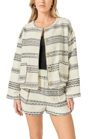 English Factory Stripe Tweed Cardigan