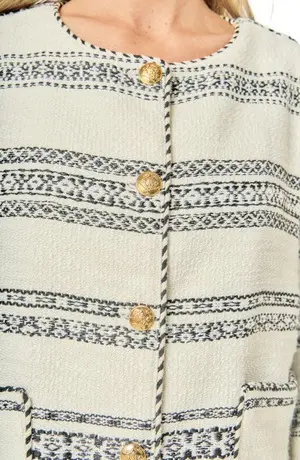 English Factory Stripe Tweed Cardigan
