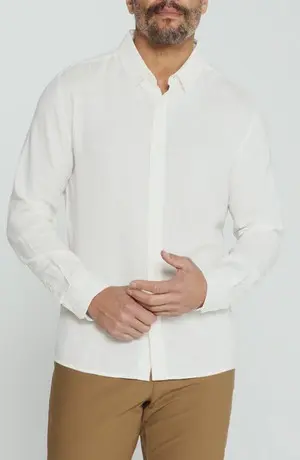 7 Diamonds Oasis Linen Blend Button-up Shirt - White