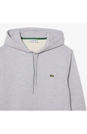 Lacoste Cotton Fleece Pullover Hoodie - Silver Chine