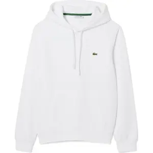Lacoste Cotton Fleece Pullover Hoodie - White