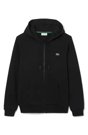 Lacoste Cotton Fleece Zip Hoodie - Black