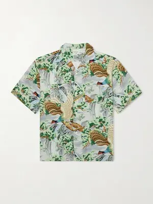 ORSLOW Camp-collar Printed Voile Shirt
