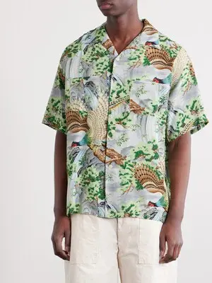 ORSLOW Camp-collar Printed Voile Shirt