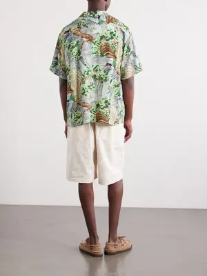 ORSLOW Camp-collar Printed Voile Shirt
