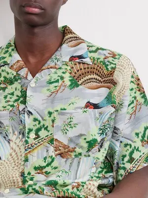 ORSLOW Camp-collar Printed Voile Shirt