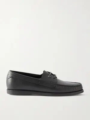 Brioni Leather Boat Shoes - Black
