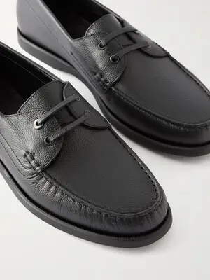 Brioni Leather Boat Shoes - Black