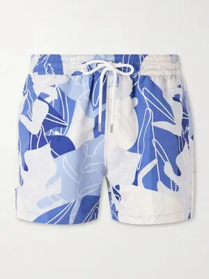 Frescobol Carioca Straight-leg Mid-length Printed Swim Shorts - Blue