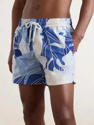 Frescobol Carioca Straight-leg Mid-length Printed Swim Shorts - Blue