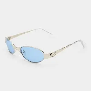 Le Specs Frostbite Oval Sunglasses - Silver Blue