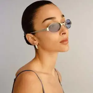 Le Specs Frostbite Oval Sunglasses - Silver Blue