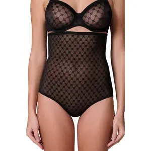 Simone Perele Plume Embroidered High Waist Shaping Briefs - Black