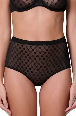 Simone Perele Plume Embroidered Shaping Briefs - Black