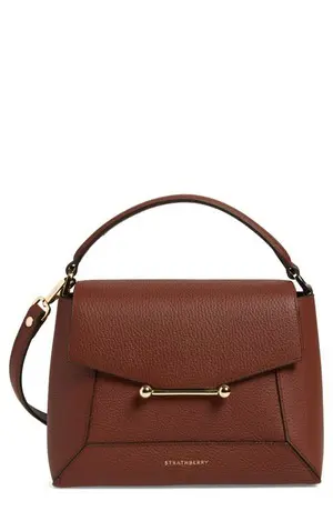 Strathberry Mosaic Leather Top Handle Bag Walnut