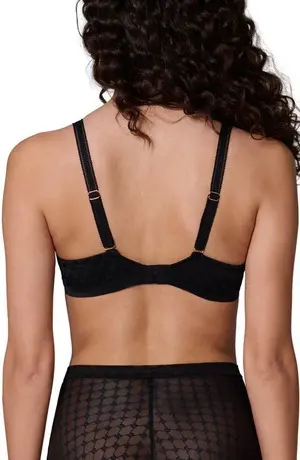 Simone Perele Plume Embroidered Molded Underwire Bra - Black
