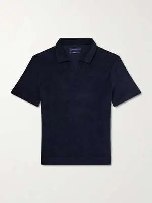 Thom Sweeney Terry-cotton Polo Shirt - Blue
