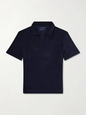 Thom Sweeney Terry-cotton Polo Shirt - Blue