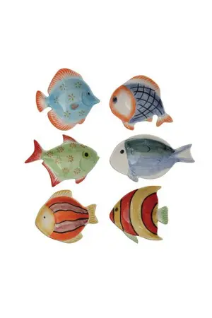 STORIED HOME Mini Hand-painted Stoneware Fish Dish - Blue