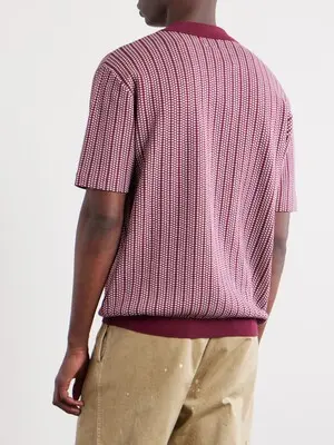 BEAMS Jacquard-knit Cotton Half-zip Polo Shirt