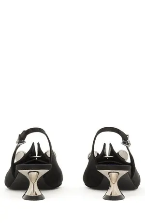 LANVIN Affinity Arch Slingback With Rhinestone Piercing Detail - Black