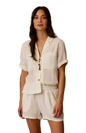 Carve Designs Luca Linen Shirt - Cloud Chambray