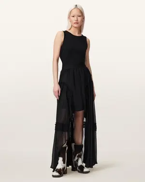 ALLSAINTS Dorina Voluminous Maxi Skirt - Black