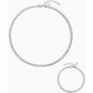 ELECTRIC PICKS Jewel Tennis Bracelet And Necklace Set - Silver