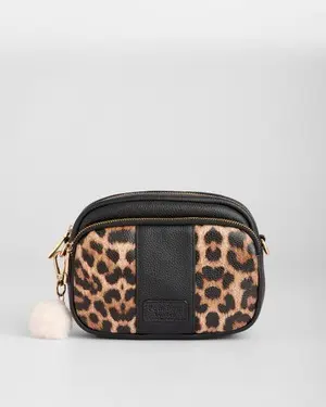 POM POM LONDON Original Crossbody Bag - Black Leopard