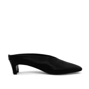 AMIE RAFA Junie Heeled Leather Mule - Black