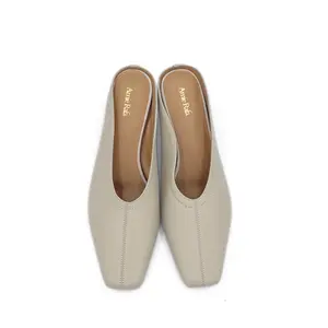 AMIE RAFA Junie Heeled Leather Mule - Bone