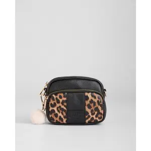 POM POM LONDON Original Mini Cross Body Bag - Black Leopard