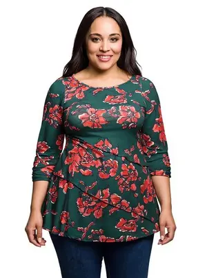 24seven Comfort Apparel Floral Tops
