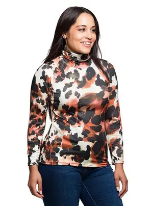 24SEVEN COMFORT APPAREL Curvy Essential Long Sleeve Turtleneck Top
