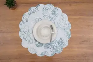C&F HOME Cerulean Breeze Reversible Round Set Of 6 Placemats 17