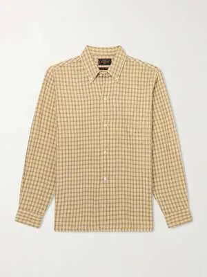 BEAMS Button-down Collar Checked Cotton Shirt