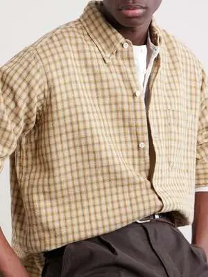 BEAMS Button-down Collar Checked Cotton Shirt