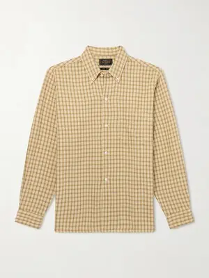 BEAMS Button-down Collar Checked Cotton Shirt - Neutrals