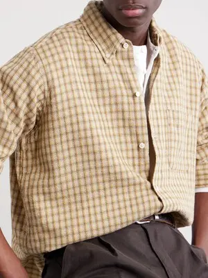 BEAMS Button-down Collar Checked Cotton Shirt - Neutrals