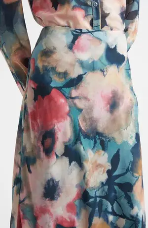 Lela Rose Abstract Floral Chiffon A-line Skirt