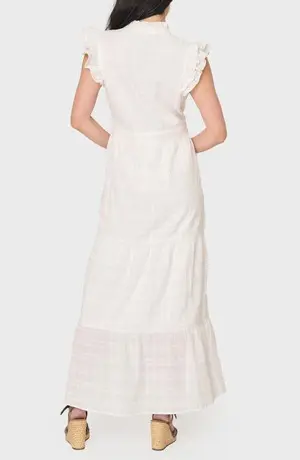 GIBSONLOOK Flutter Sleeve Cotton Maxi Dress - White