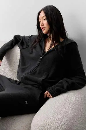 Alo Yoga Wool Cashmere Full Zip Hoodie - Black