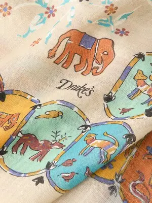 DRAKE'S Frayed Printed Wool And Silk-blend Scarf - Neutrals