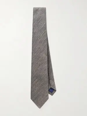 Mr P. 8cm Linen And Silk-blend Tie - Green