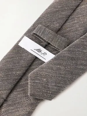 Mr P. 8cm Linen And Silk-blend Tie - Green