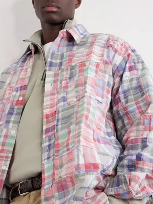 BEAMS Patchwork Checked Cotton Jacket