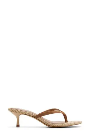 Aldo Heeled Thong Sandals - Medium Brown