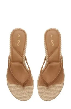 Aldo Heeled Thong Sandals - Medium Brown